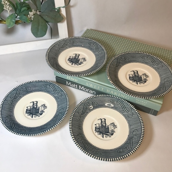 Dining | Vintage Blue And White Decorative 6 Plates With Ship | Poshmark